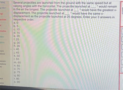 Solved Several Projectiles Are Launched From The Ground With