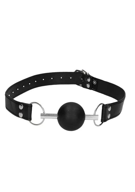 Ouch Solid Ball Gag With Bonded Leather Straps Black Fantasy Prism