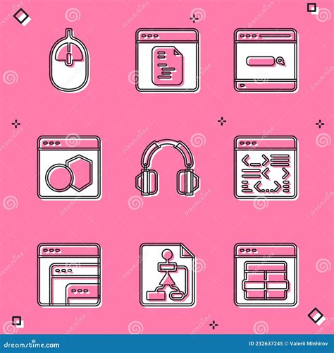 Set Computer Mouse Software Search Engine Headphones And Flowchart