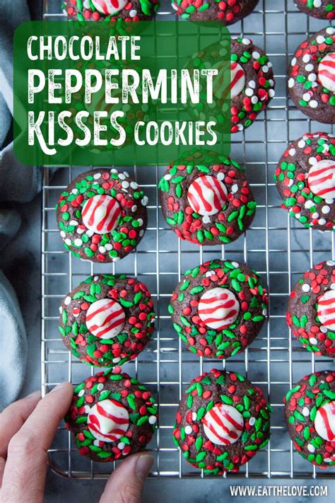 Chocolate Peppermint Kisses Cookies Eat The Love