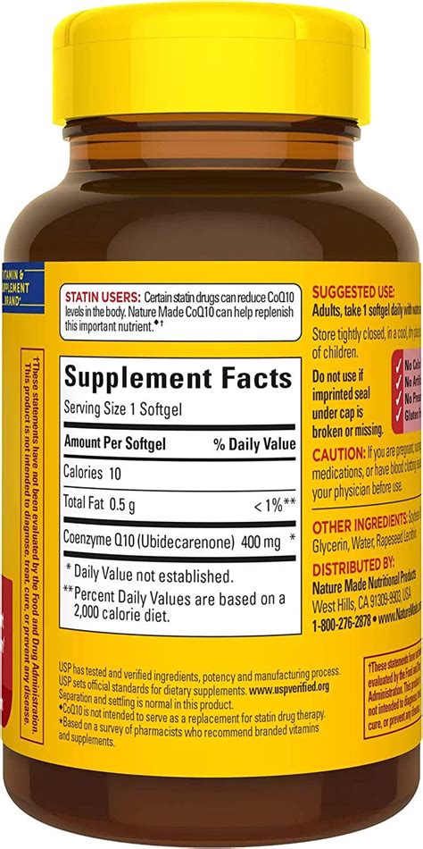 Nature Made Coq10 400mg Softgels Heart Health Support Supplement 40