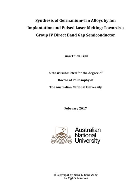 Pdf Synthesis Of Germanium Tin Alloys By Ion Implantation And Pulsed Laser Melting Towards A