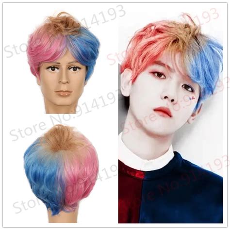 Suicide Squad Harley Quinn Dye Male Man Cosplay Wig Multi Color Short