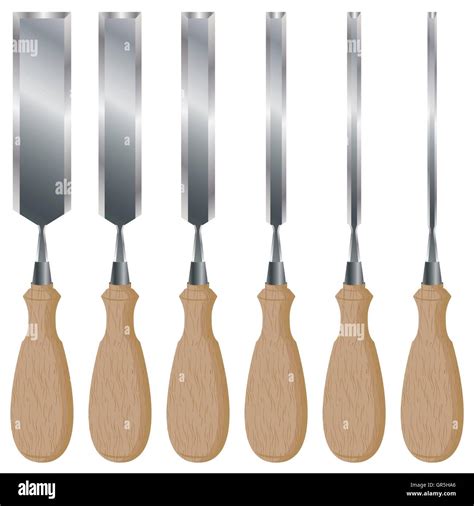 Chisel Vector Isolated White Handle Work Metal Wood Equipment Steel Tool Instrument
