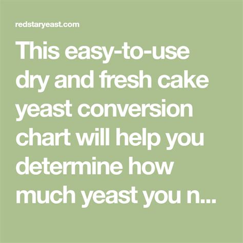 Yeast Conversion Chart Convert Fresh Cake Yeast To Dry Yeast Fresh Cake Yeast Dry Yeast