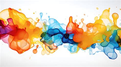 Multicolor Watercolor Blobs On White Background Artistic Presentation Background Stock