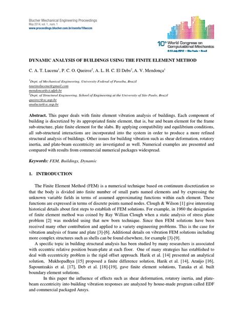 dynamic analysis of buildings using the finite element method sacatoma