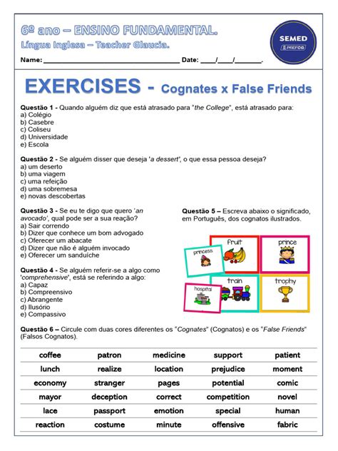Cognates X False Cognates Exercise Pdf Cognates X False Cognates Exercise Pdf