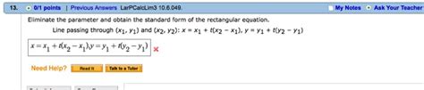 solved eliminate the parameter and obtain the standard form