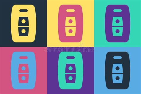 Pop Art Car Key With Remote Icon Isolated On Color Background Car Key And Alarm System Stock