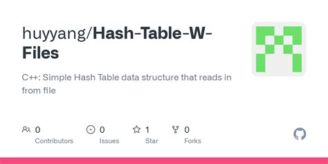 GitHub Huyyang Hash Table W Files C Simple Hash Table Data Structure That Reads In From File