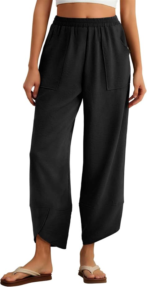 Feiersi Womens Baggy Wide Leg Pants Elastic Waisted Casual Palazzo