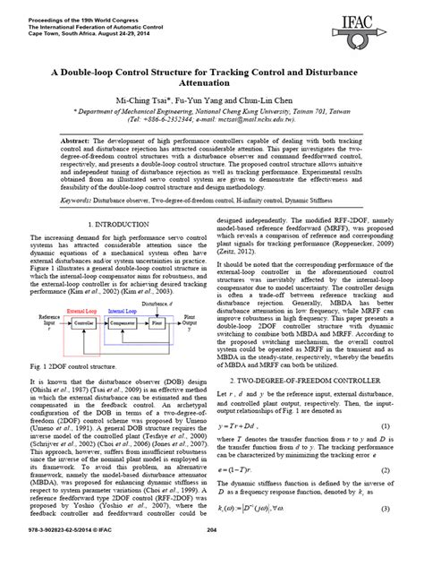 Double Loop Control For Servo Systems Pdf Control Theory Applied