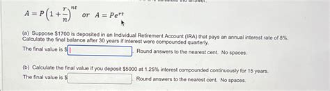 solved a p 1 rn nt or a pert a ﻿suppose 1700 ﻿is deposited