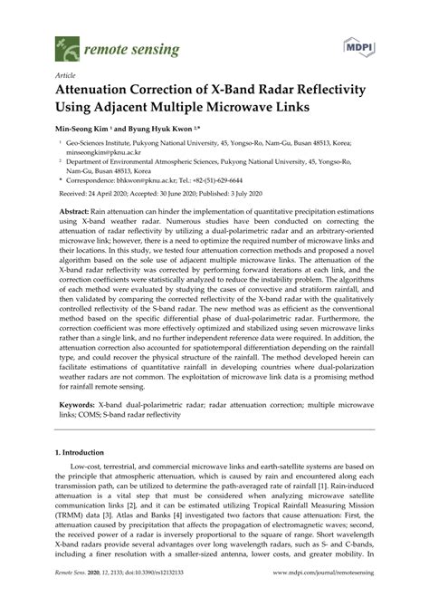 Pdf Attenuation Correction Of X Band Radar Reflectivity Using Adjacent Multiple Microwave Links