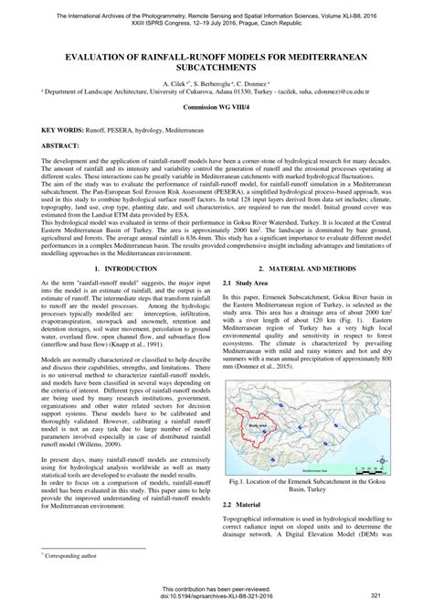 pdf evaluation of rainfall runoff models for mediterranean subcatchments