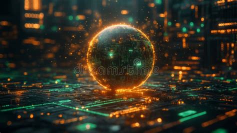 Digital Globe Surrounded By Glowing Circuitry Showcases A Vibrant Future Of Technology And