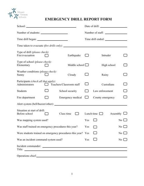 Emergency Drill Report Template 1 Mock Drill Report Format Fire Drill Report Template