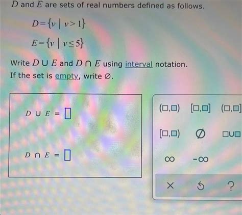 solved d and e are sets of real numbers defined as follows