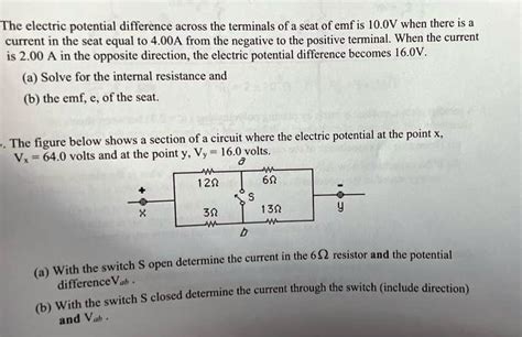 The Electric Potential Difference Across The Terminals Ofa Seat Of Emf