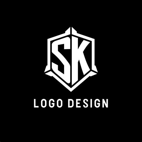 Sk Logo Initial With Shield Shape Design Style 24301231 Vector Art At
