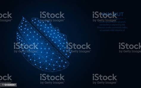 월넛 낮은 폴리 디자인 과일 와이어 프레임 메쉬 어두운 파란색 배경에 포인트와 선으로 만든 다각형 벡터 그림 견과류 껍질에 대한 스톡 벡터 아트 및 기타 이미지 Istock