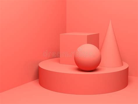3d still life primitive geometric shapes stock illustration