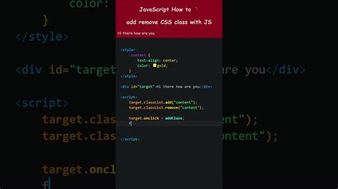 JavaScript How to add remove CSS class with JS - YouTube