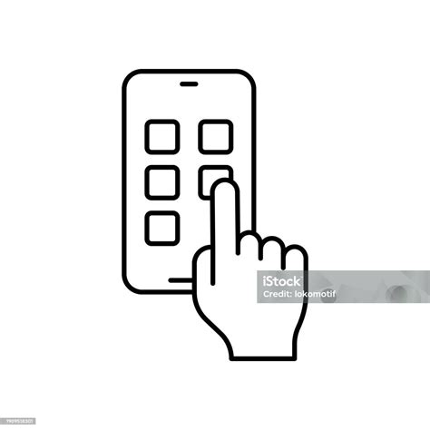 Opening Mobile App Line Icon With Editable Stroke The Icon Is Suitable For Web Design Mobile