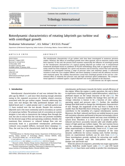 Rotordynamic Characteristics Of Rotating Labyrinth Gas Turbine Seal Pdf Turbine