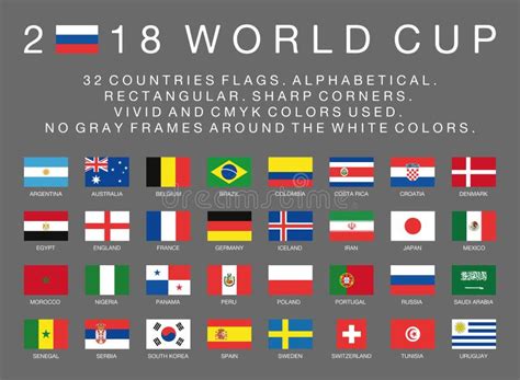Fifa World Cup 2018 Flags Of 32 Countries Editorial Image