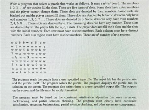 Solved Write A Program That Solves A Puzzle That Works As