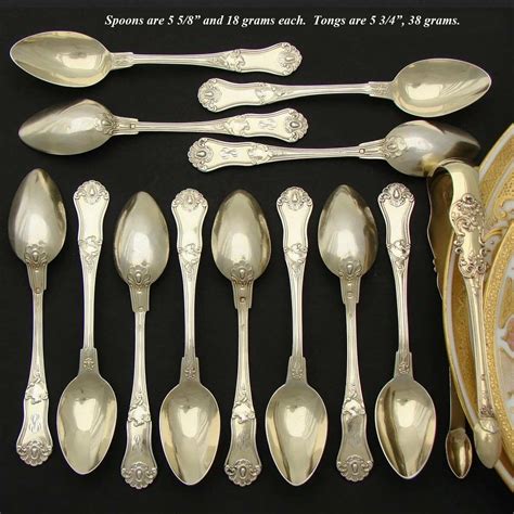 Antique French 18k Gold Vermeil On Sterling Silver 13p Tea Set Teaspo