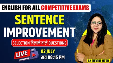 Sentence Improvement Exam Oriented Practice Questions Pre Yr For Ssc Cgl Bank Vocabulary
