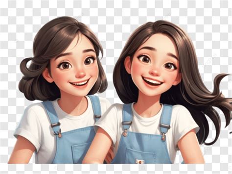 Two Beautiful Sisters Who Are Smiling Happily Happy Sisters Cute Png
