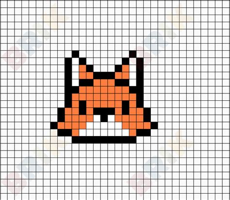 Kawaii Fox Pixel Art Grid