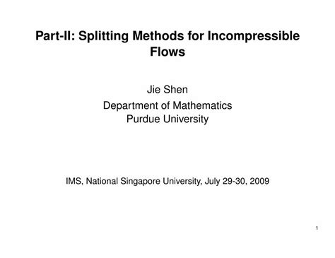 Pdf Part Ii Splitting Methods For Incompressible Flows · Part Ii