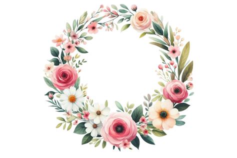 Watercolor Floral Wreath Clipart Graphic By Design Store · Creative Fabrica