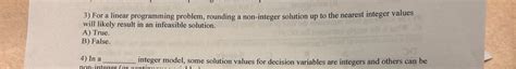 Solved For A Linear Programming Problem Rounding A