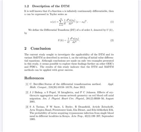 Solved Abstract The Differential Transform Method Dtm And