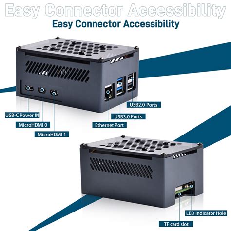 52pi Aluminum Case Black Brick Enclosure With Cooling Fan Heatsink For Raspberry Pi 5 Oz Robotics