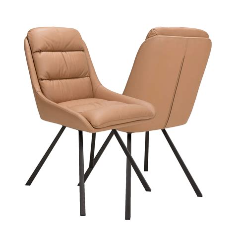 Get Burnham Tan Bounded Leather Swivel Dining Chairs Set Of 4