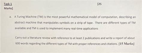 Solved A A Turing Machine Tm Is The Most Powerful