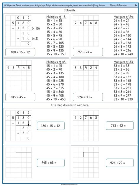 divide numbers up to 4 digits by a 2 digit whole number using the