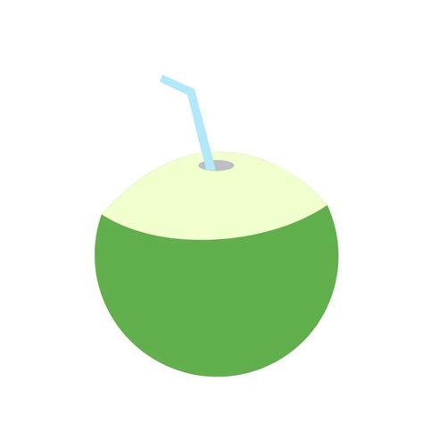 Green Coconut With Straw Icon Vector Illustration Vector Art At Vecteezy