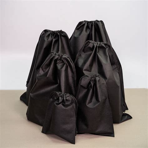 Drawstring Non Woven Bag Black 35cm X 45cm Md Textile Blank T