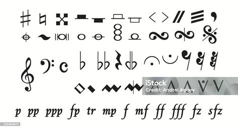 Collection Of Various Musical Notation Symbols Stock Illustration