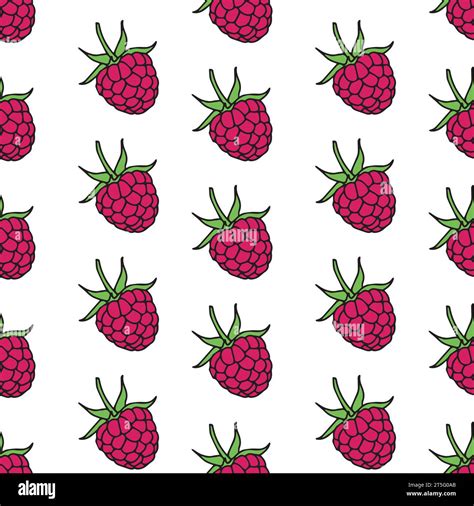Raspberries Seamless Pattern Seamless Background With Raspberry Vector Illustration Stock