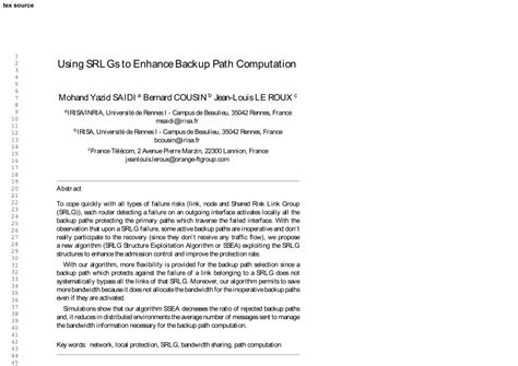 Pdf Using Shared Risk Link Groups To Enhance Backup Path Computation