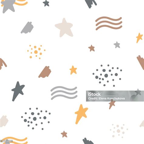 별이 빛나는 하늘 벡터 완벽 한 패턴입니다 도트 별 초승달 배경입니다 아이들을 위한 은하수 공간 프린트 디자인 스칸디나비아 보헤미안 우주 보육원 0명에 대한 스톡 벡터 아트